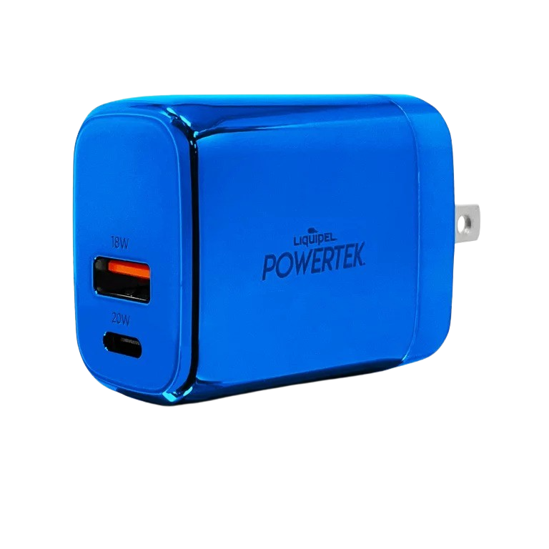 Powertek Metallic Shine Dual Port USB-C and USB-A Wall Charger