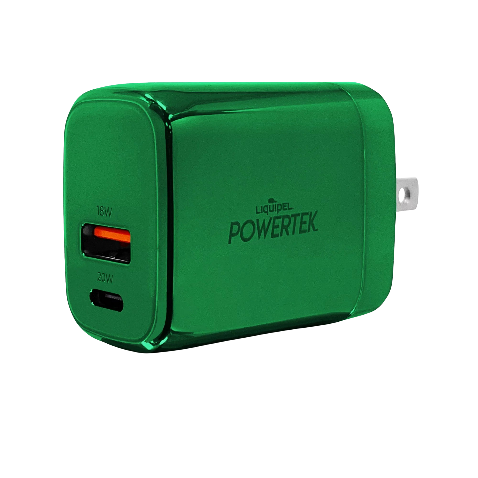 Powertek Metallic Shine Dual Port USB-C and USB-A Wall Charger