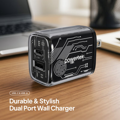 Powertek Cleartek 20W Dual-Port Wall Charger (USB-A & USB-C) – Liquipel