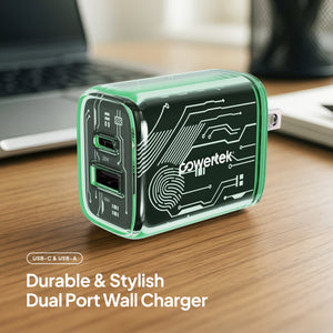Powertek Cleartek 20W Dual-Port Wall Charger (USB-A & USB-C) – Liquipel